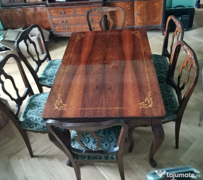 Mobila Tarnaveni - lemn masiv cu intarsii - imagine 1