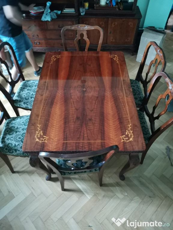 Mobila Tarnaveni - lemn masiv cu intarsii - imagine 1