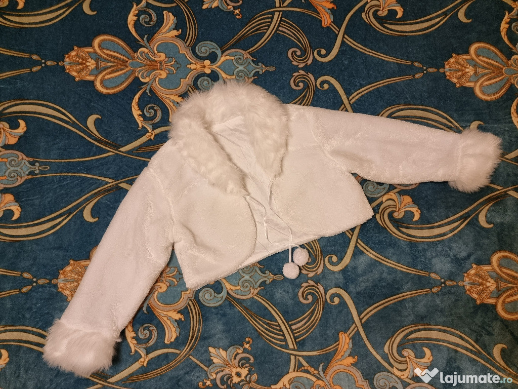 Capa alba din blanita pentru mirese, Capa blana mireasa, M-L