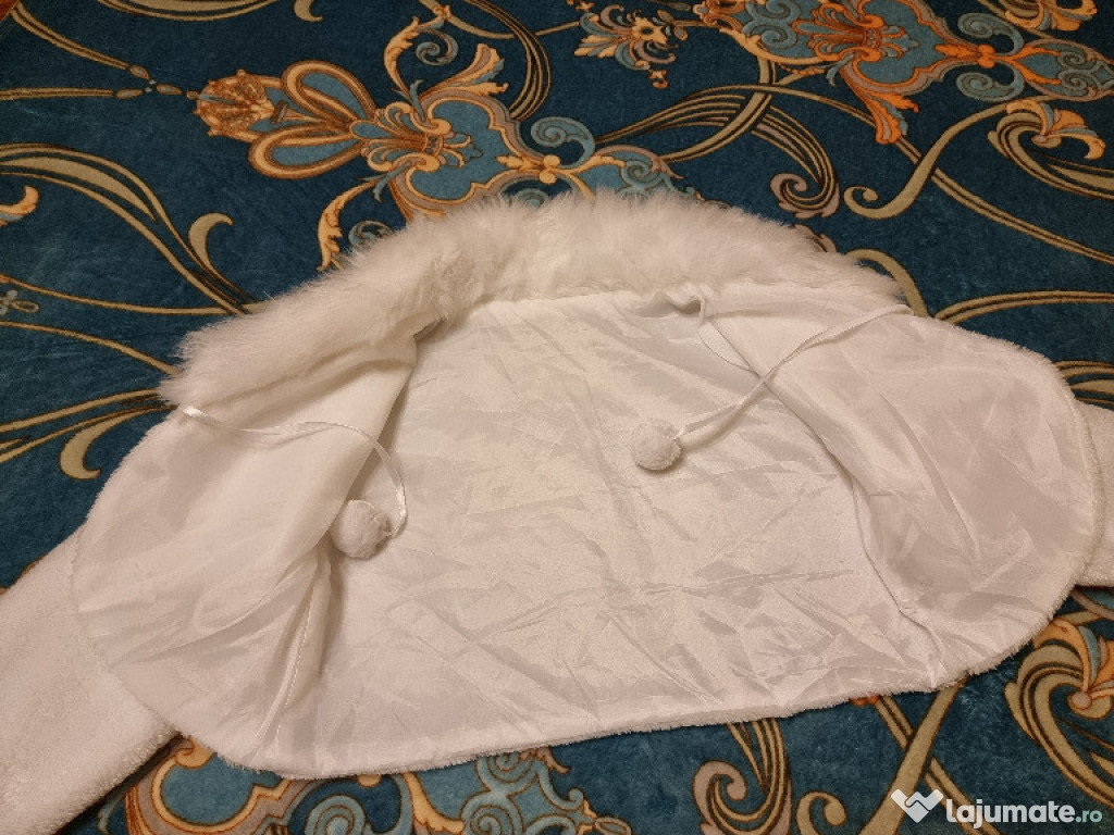 Capa alba din blanita pentru mirese, Capa blana mireasa, M-L