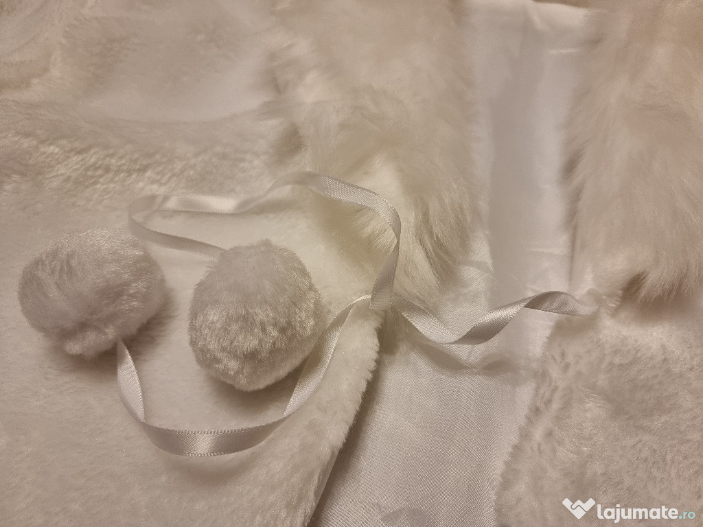 Capa alba din blanita pentru mirese, Capa blana mireasa, M-L