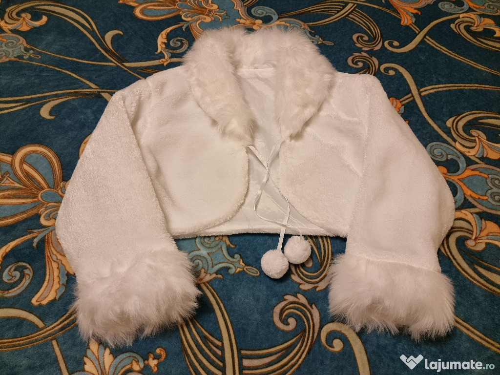 Capa alba din blanita pentru mirese, Capa blana mireasa, M-L