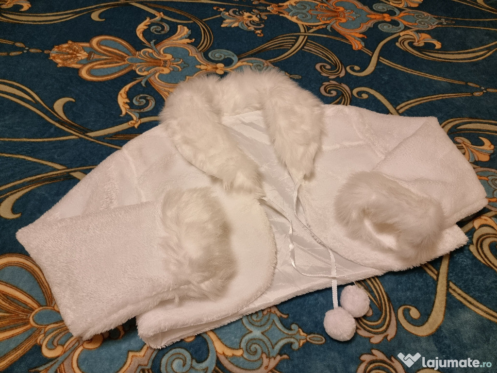 Capa alba din blanita pentru mirese, Capa blana mireasa, M-L