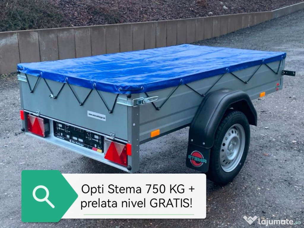 Remorca OPTI 750 kg, Stema Germania + PRELATA NIVEL GRATIS
