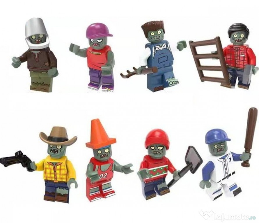 Set 8 minifigurine tip Lego Plants vs Zombies pack 1 sau 2