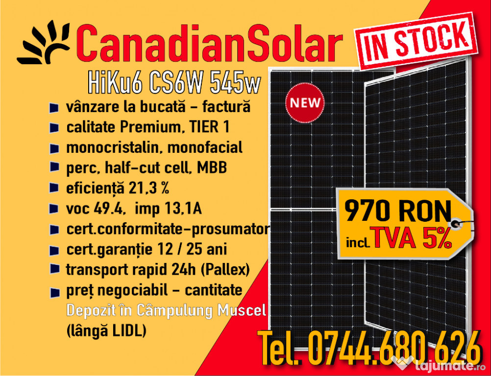 Canadian Solar 545w HiKu6 - panouri fotovoltaice