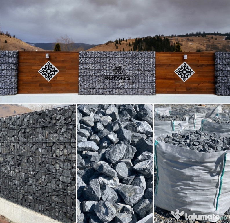 Gard din piatra tip gabion Panou gard + Piatra concasata