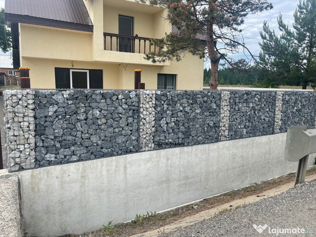Gard din piatra tip gabion Panou gard + Piatra concasata