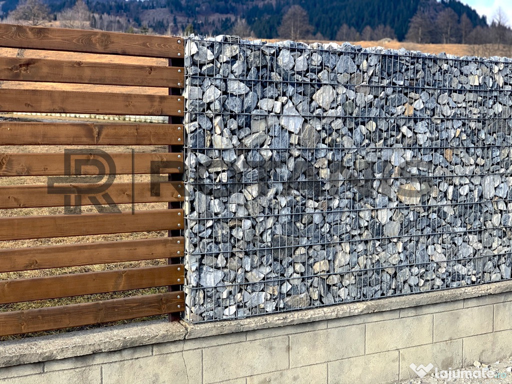 Gard din piatra tip gabion Panou gard + Piatra concasata