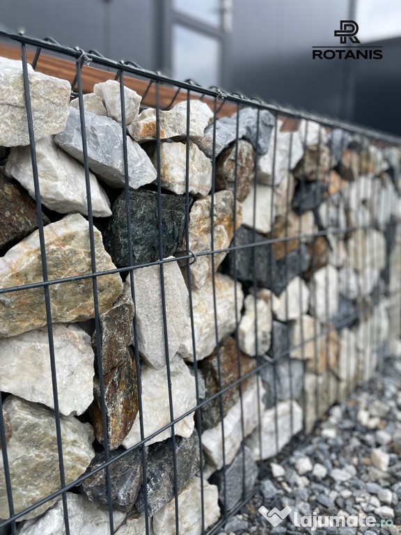 Gard din piatra tip gabion Panou gard + Piatra concasata