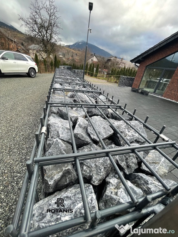 Gard din piatra tip gabion Panou gard + Piatra concasata