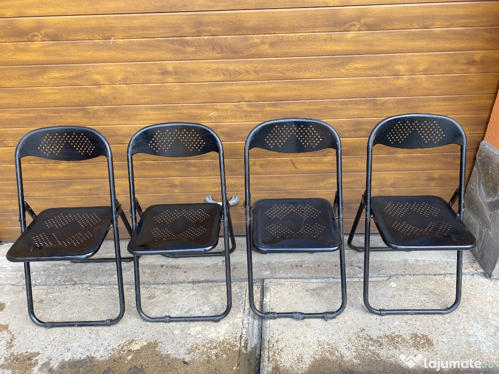 Scaune rabatabile din metal 4 buc.